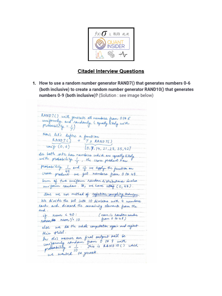 Citadel Interview Questions | PDF