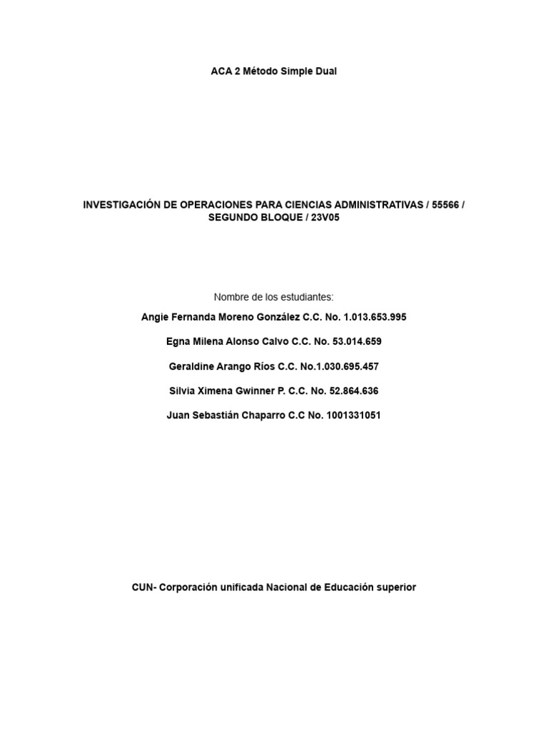 ACA 2 Método Simple Dual | PDF