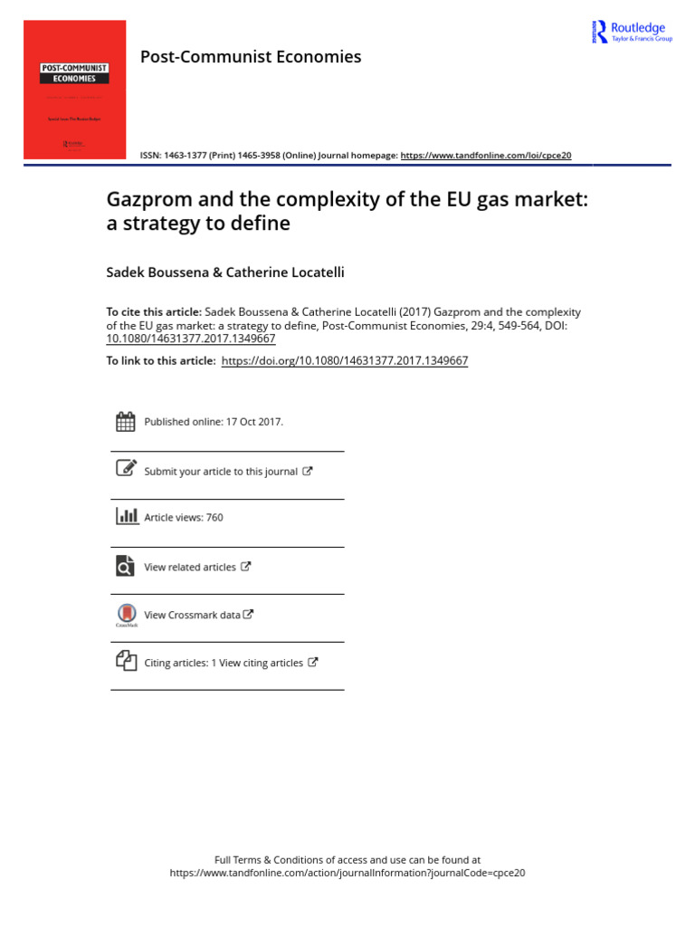 Gazprom and The Complexity of The EU Gas Market A Strategy To Define | PDF | Technology ...