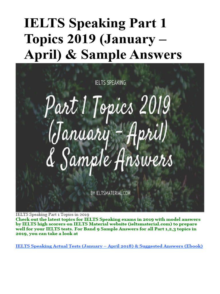IELTS Speaking Part 1 Topics 2019 PDF | PDF | Computer Keyboard | Transport