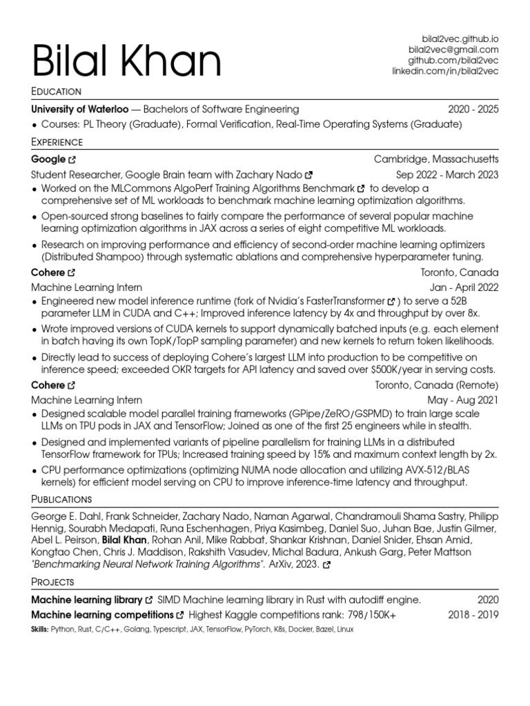 Bilal Khan Resume | PDF | Machine Learning | Software Engineering