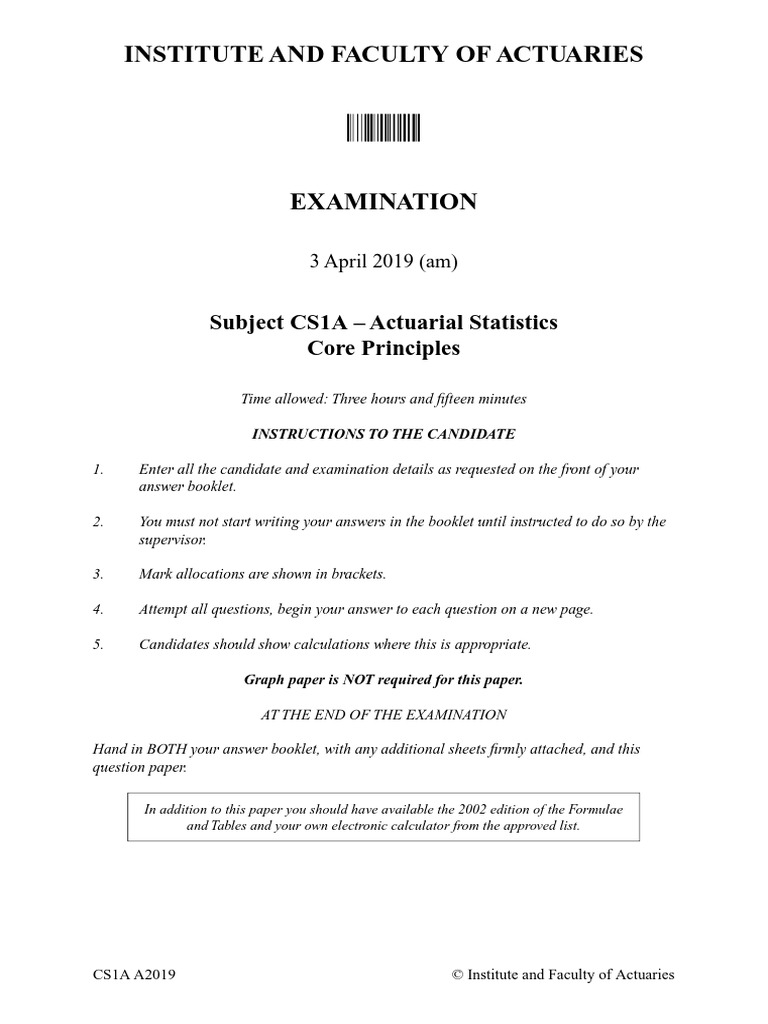 CS1A, April19 To April22 | PDF | Variance | Probability Distribution