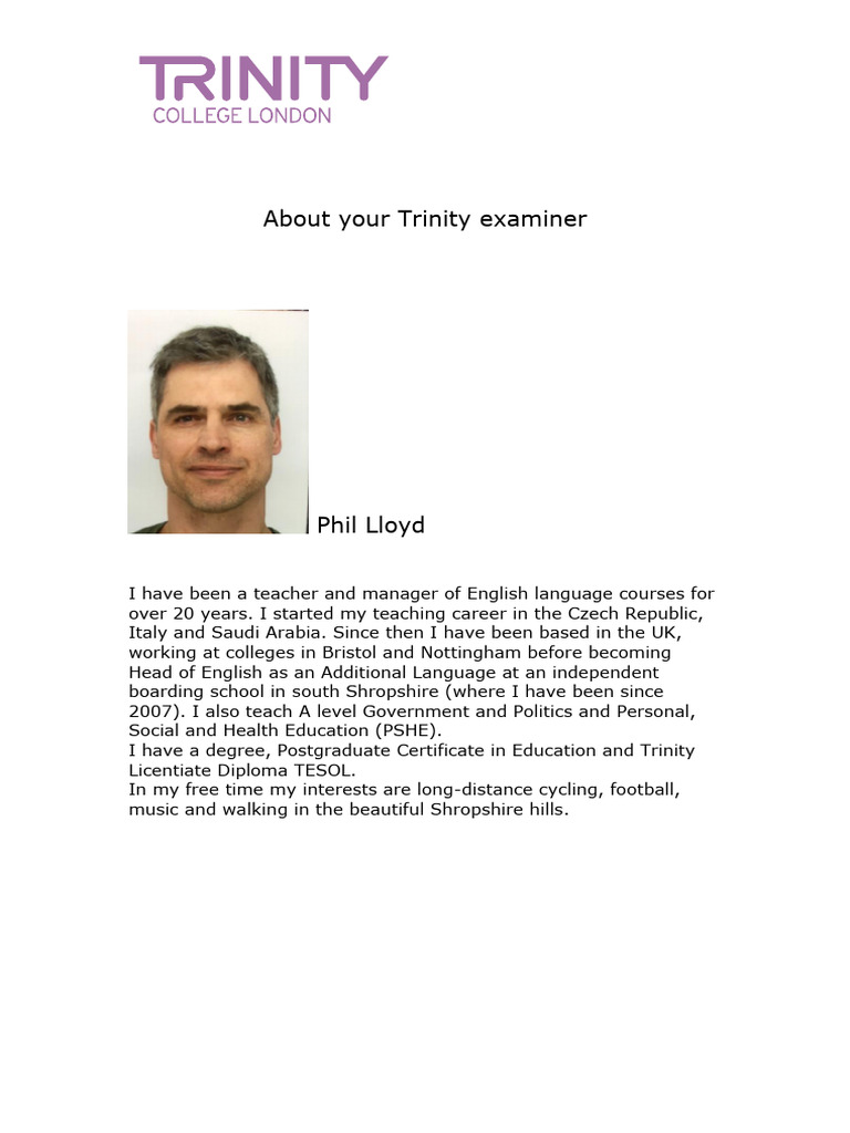 New Trinity Profile Phil Lloyd | PDF