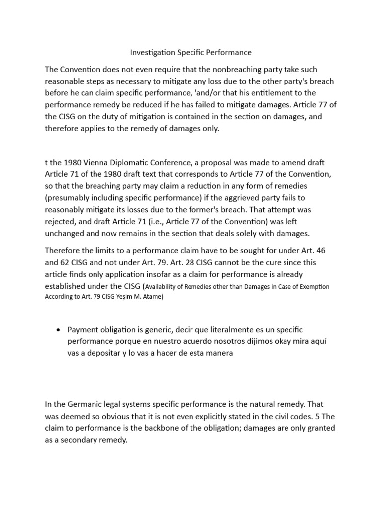 Investigation Specific Performance | PDF | Specific Performance | Legal ...