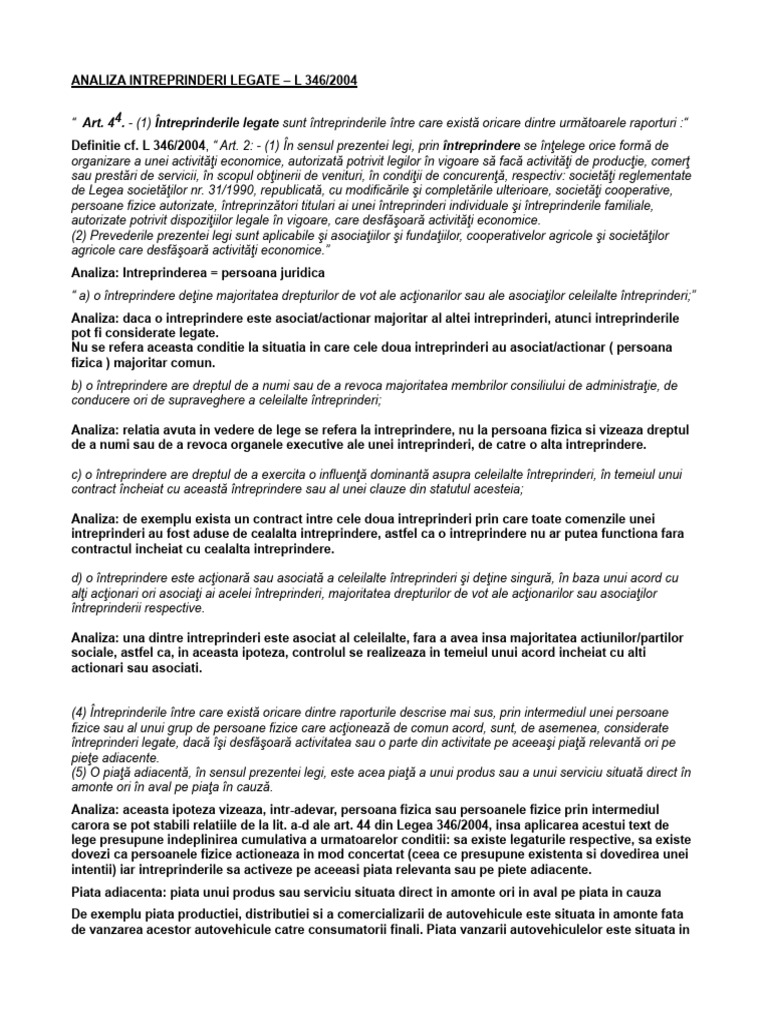 Analiza Intreprinderi Legate | PDF