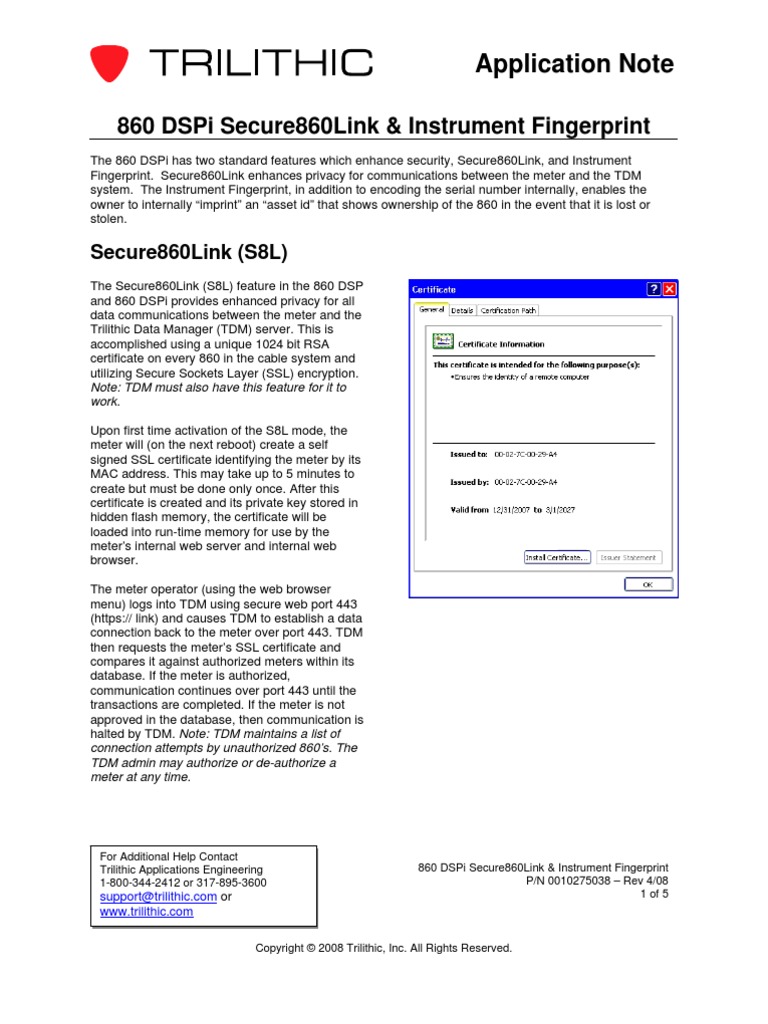 860 Dspi Secure 860 Link and Instrument Fingerprint Appnote | PDF