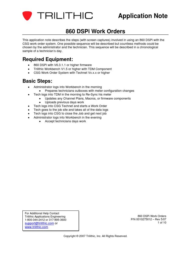860 Dspi Work Orders Appnote | PDF | Computers