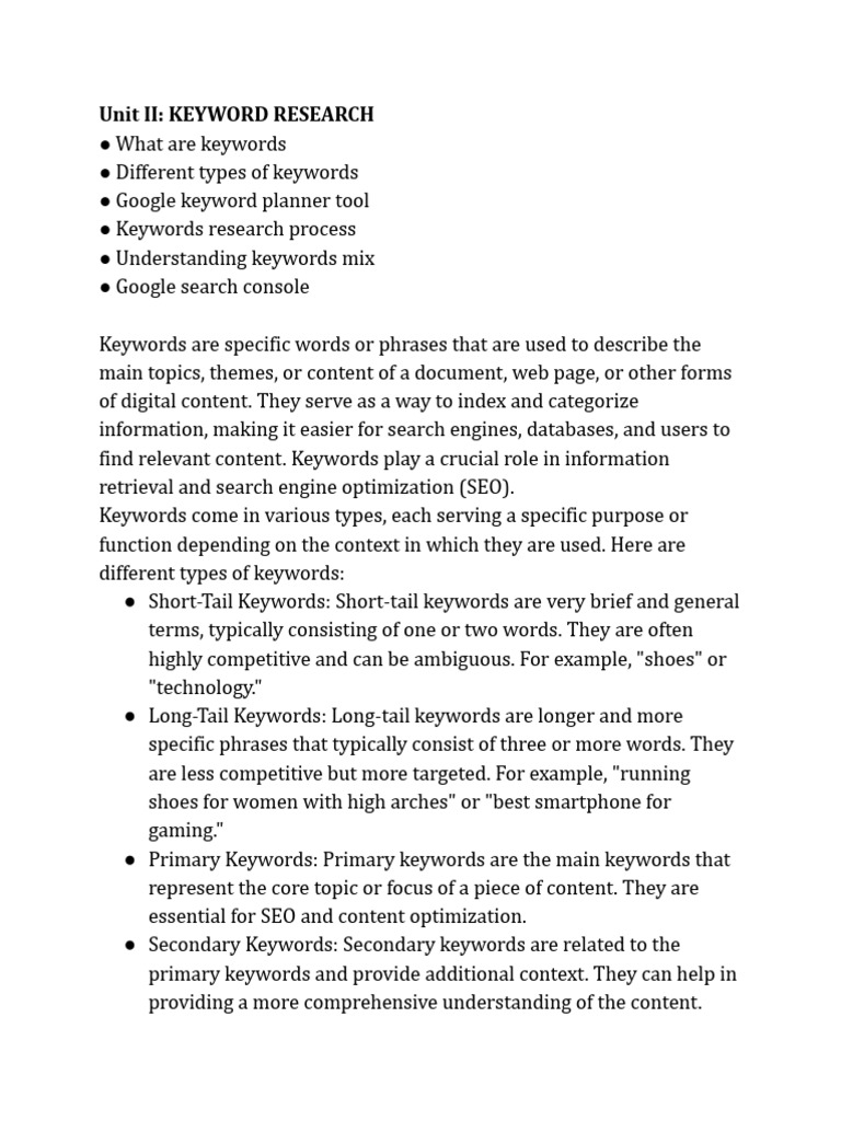 SEO Notes - Unit 2 and 3 | PDF | Business