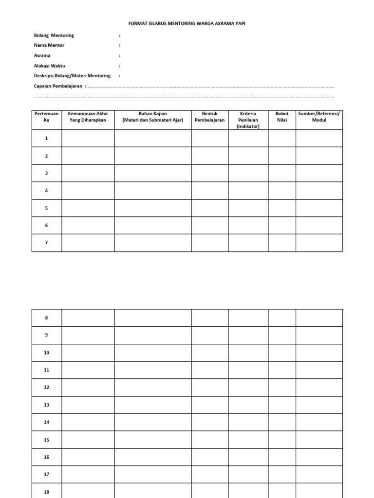 Contoh Format Silabus | PDF
