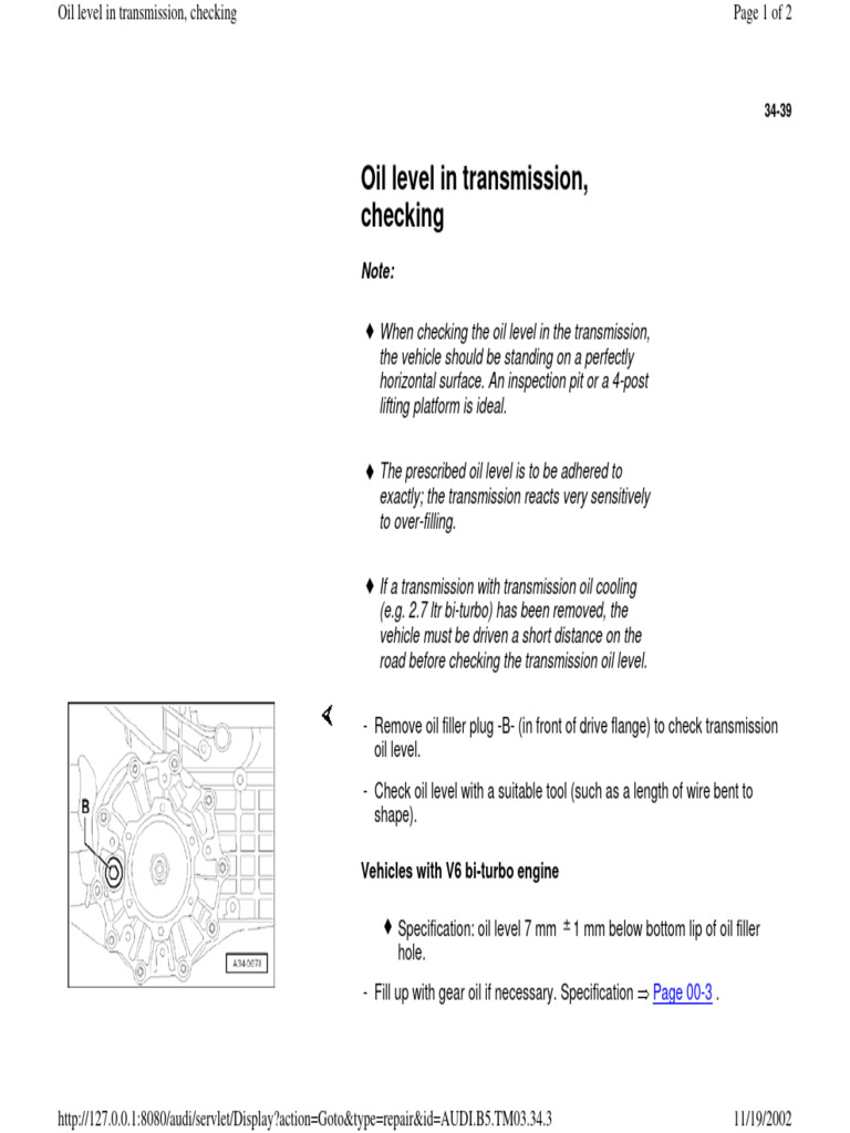 34-39 Oil Level Transmission Checking | PDF