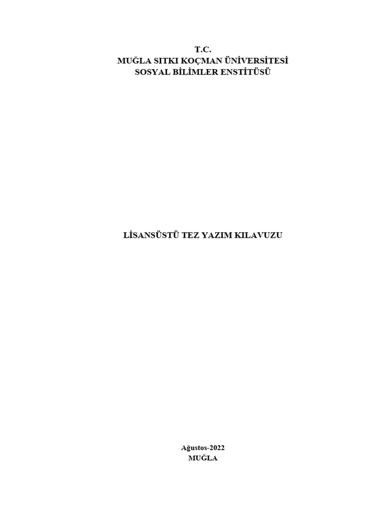 Tez Yazım Kılavuzu Son Hali | PDF