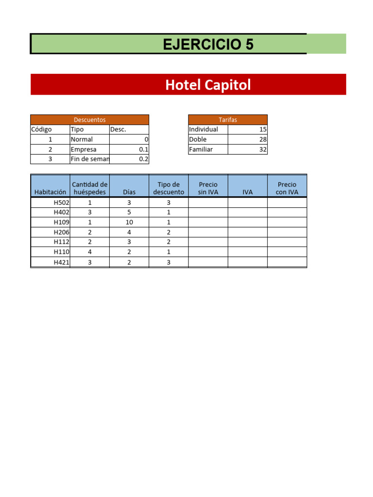 Ejercicios Excel | PDF