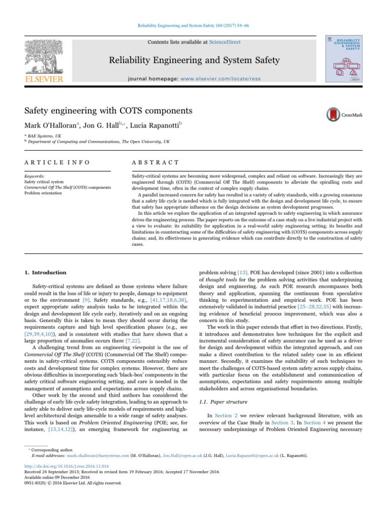 Safety Engineering With COTS Components | PDF