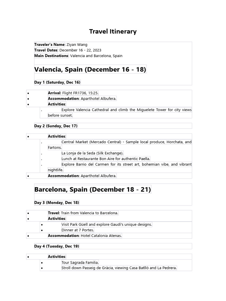 Travel Itinerary | PDF