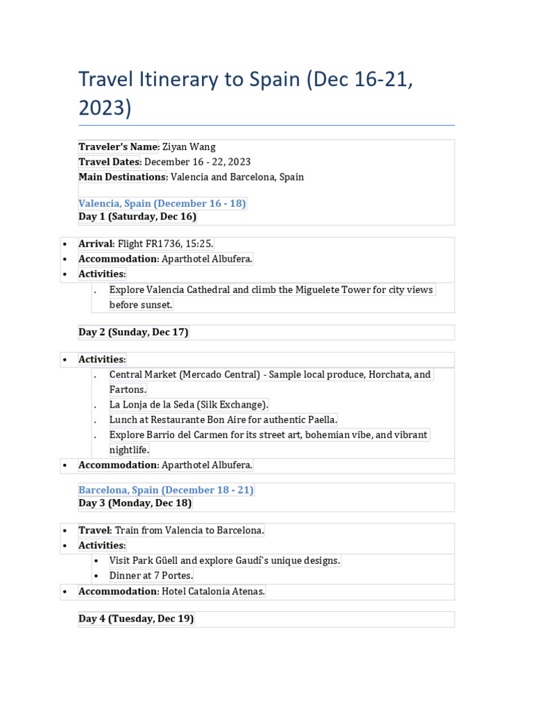 France Travel Itinerary Jan 9 To 13 2024 | PDF | Paris | Barcelona