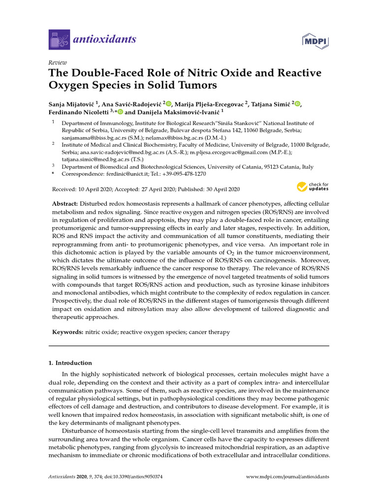 Double-Faced Role of NO | PDF | Reactive Oxygen Species | Dna Methylation