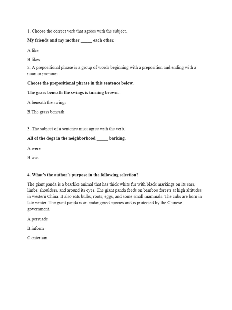 RLA Exam Practices | PDF | Verb | Preposition And Postposition