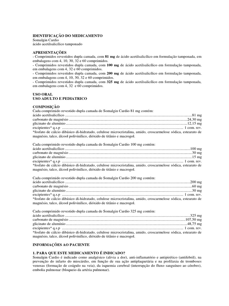 SOMALGINCARDIO | PDF | Gravidez | Aspirina