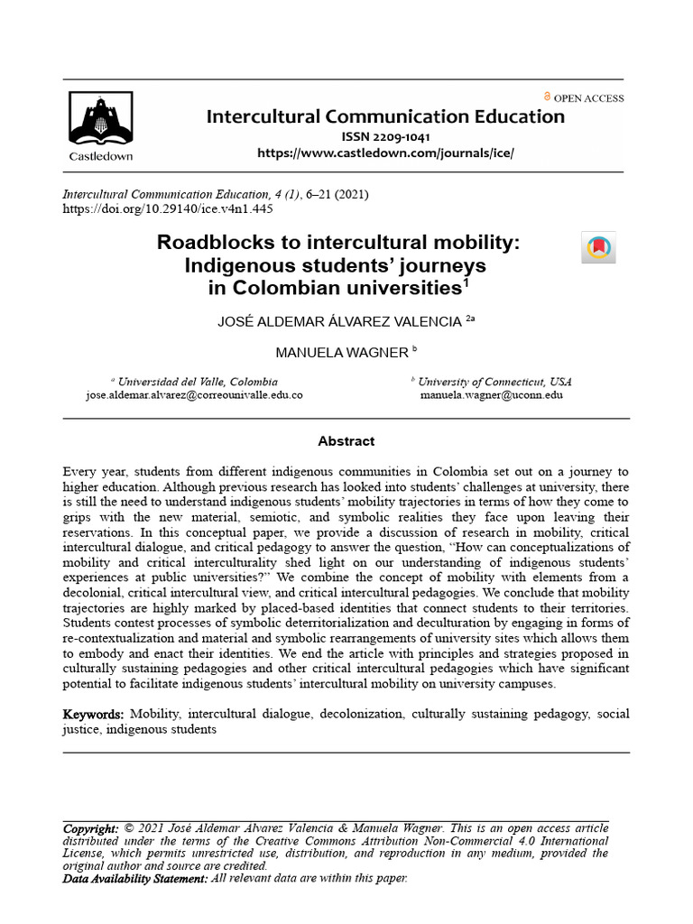 Roadblocks To Intercultural Mobility - Indigenous Students' Journeys in ...