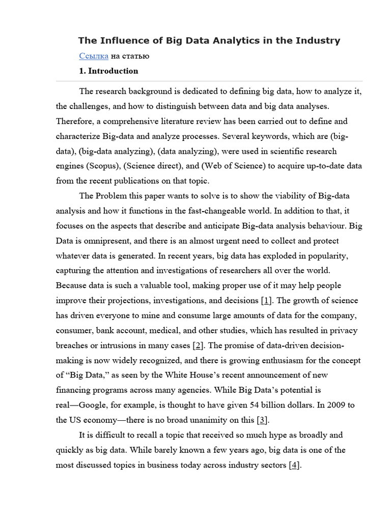 The Influence of Big Data Analytics in The Industry | PDF | Analytics | Big Data