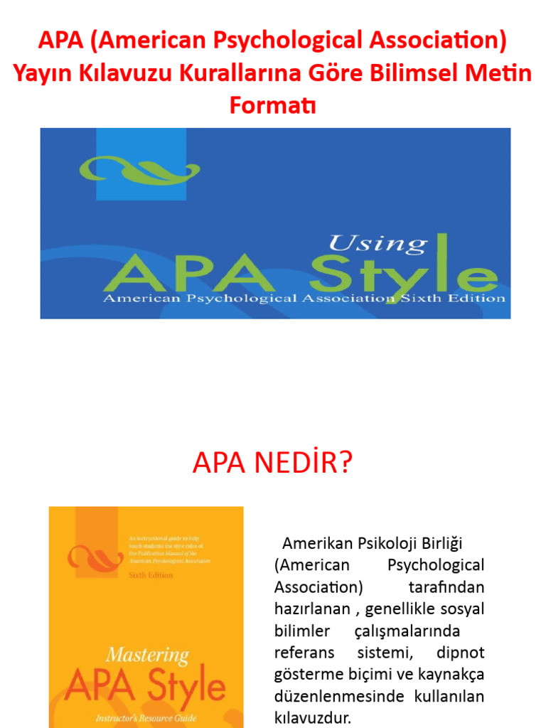 APA (American Psychological Association) Yayın Kılavuzu Kurallarına ...