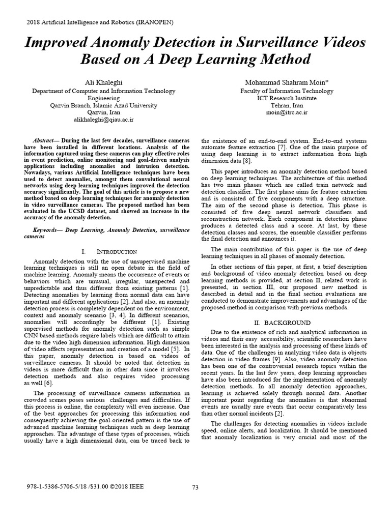 Improved Anomaly Detection in Surveillance Videos Based On A Deep Learning Method (2018) | PDF ...
