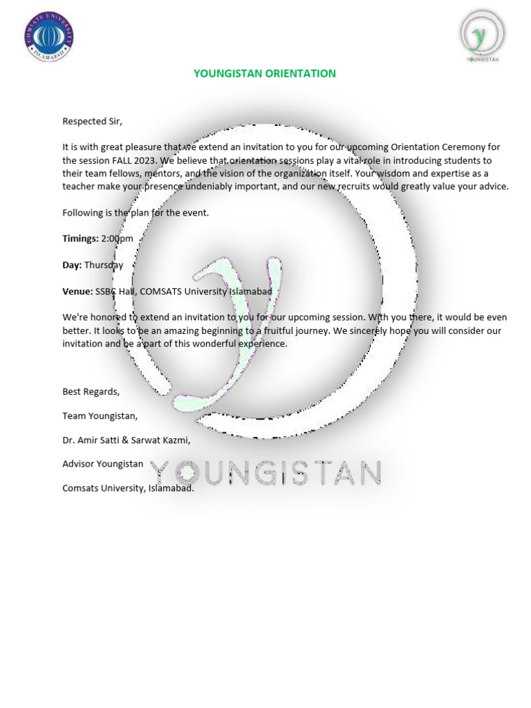 Orientation Invitation-2 Final | PDF