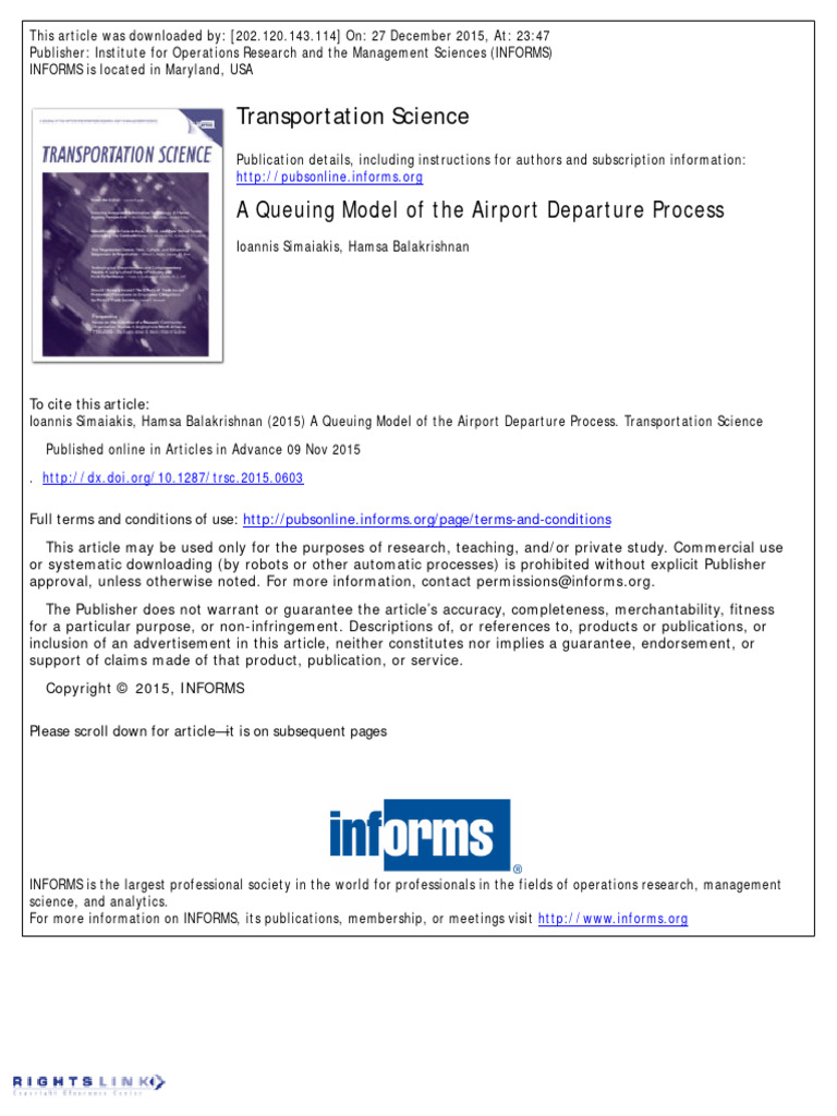A Queuing Model of The Airport Departure Process | PDF