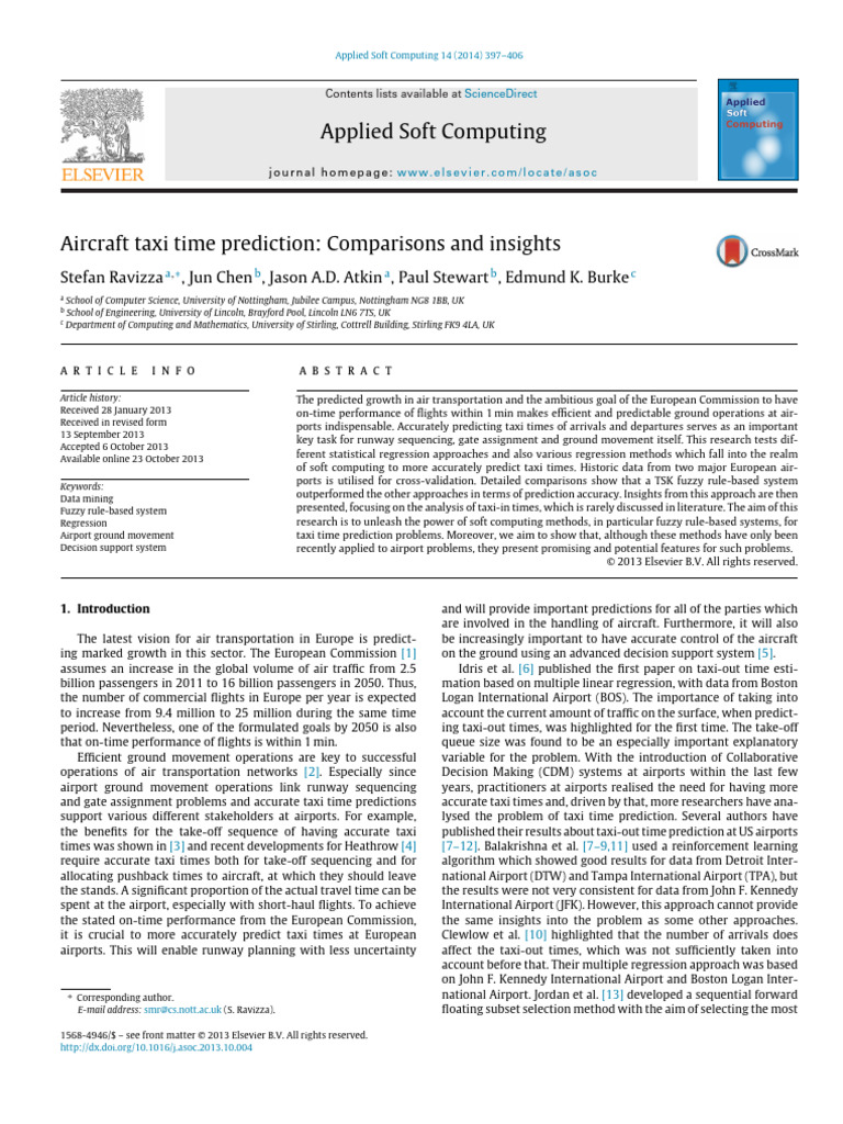 Aircraft Taxi Time Prediction Comparisons and Insights | PDF