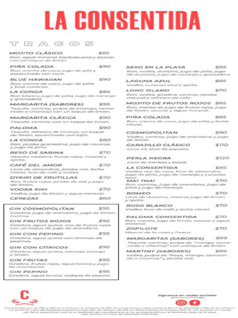 Menu La Consentida PDF | PDF
