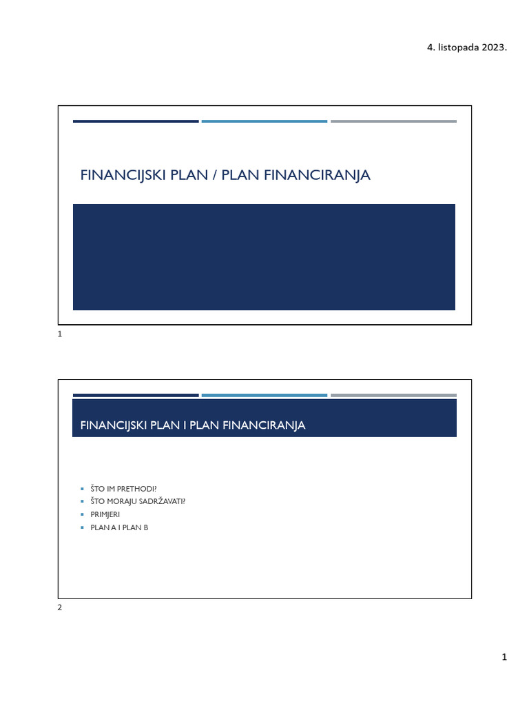 01 Financijski Plan, Plan Financiranja - 04102023 | PDF
