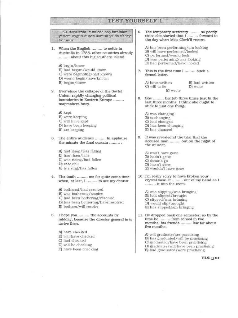 Els Tense Test | PDF