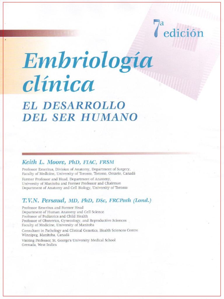 EmbriologÍa Clínica. El Desarrollo Del Ser Humano-Moore y Persaud | PDF