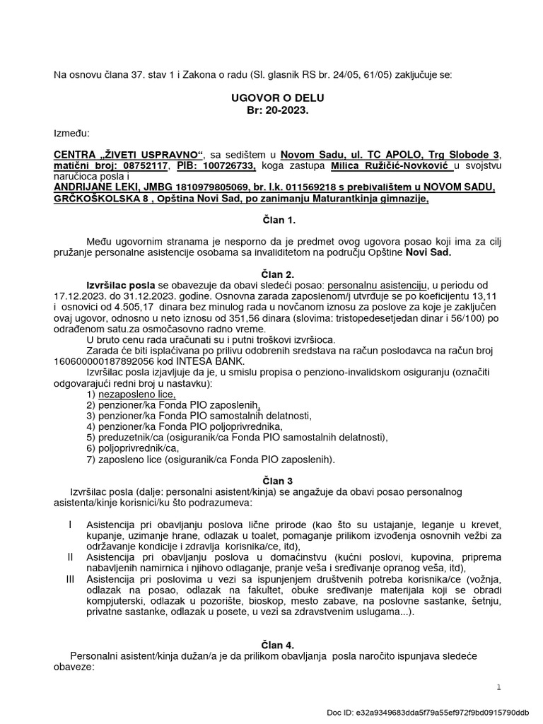 Ugovor o Delu-2 | PDF