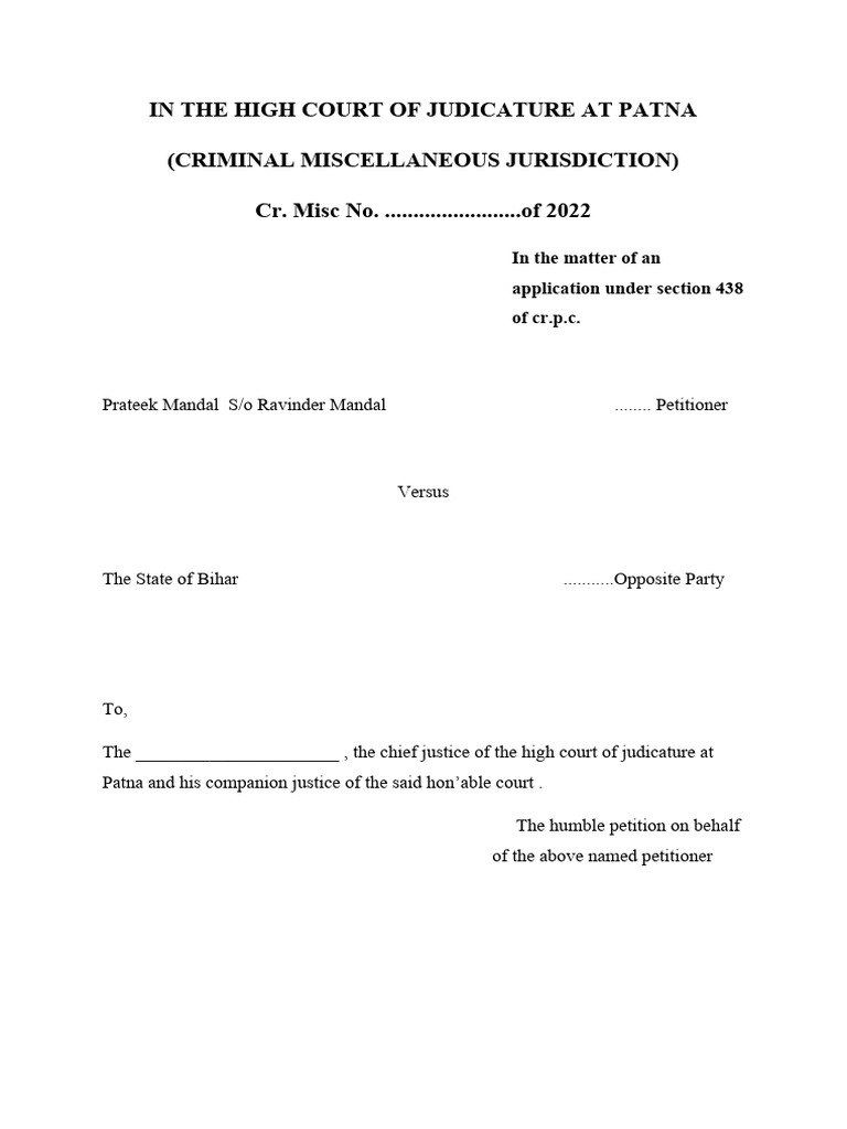 Anticipatory Bail Draft | PDF | Bail | Public Law