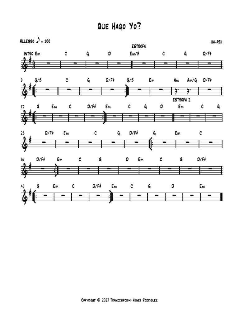 Qué Hago Yo - Partitura Completa | PDF