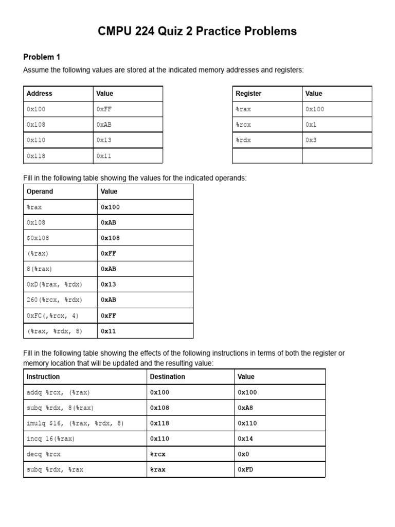 Quiz2 Practice Solutions-1 | PDF