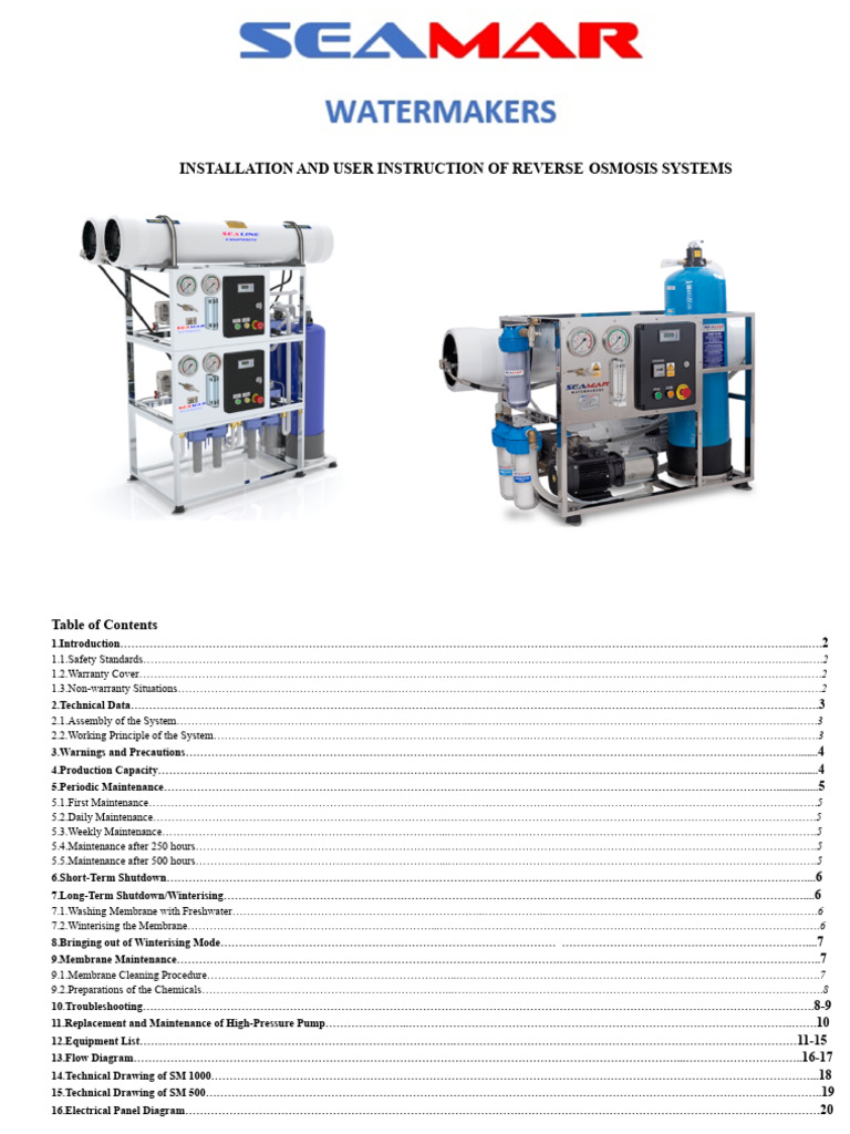 Installation and User Instruction of Reverse Osmosis Systems | PDF