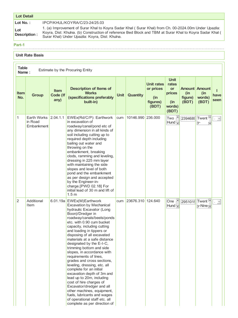 Section6 - Priced Bill of Quantities | PDF