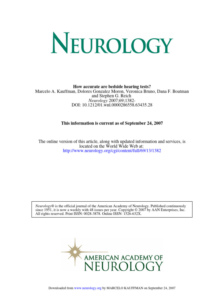 How Accurate Are Bedside Hearing Test | PDF | Neurology | Health Sciences