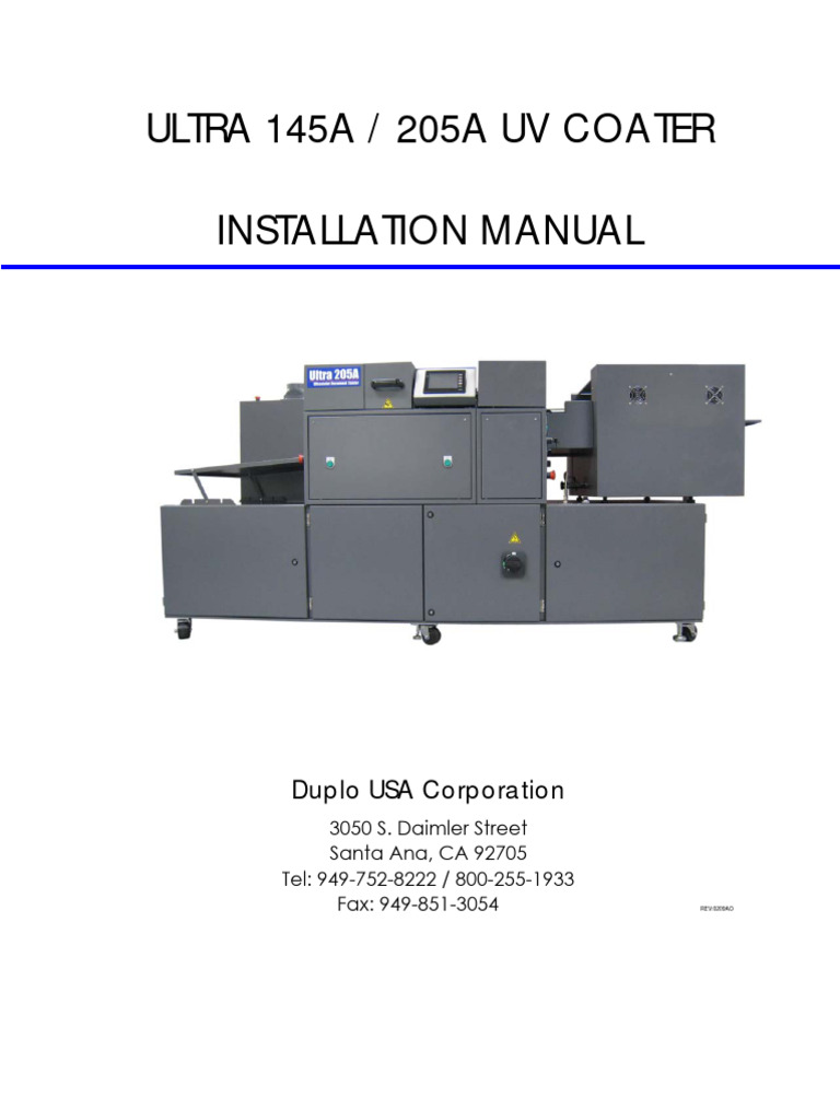 ULTRA 145A/205A UV Coater Manual | PDF | Relay | Switch