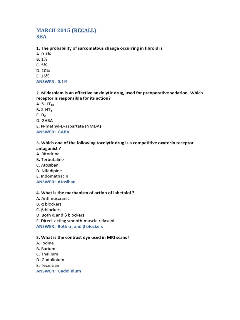 Medical Exam Questions and Answers | PDF