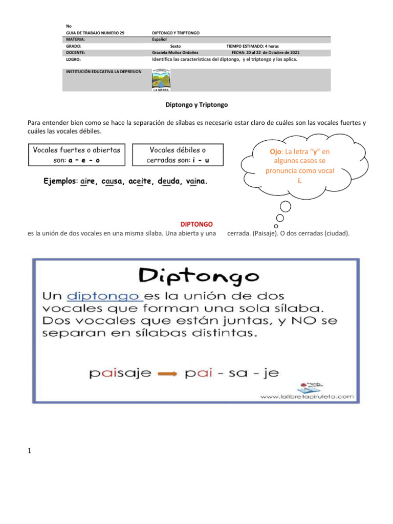 Diptongos y Triptongos en Español | PDF