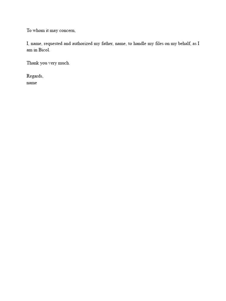 Auth Letter Template | PDF