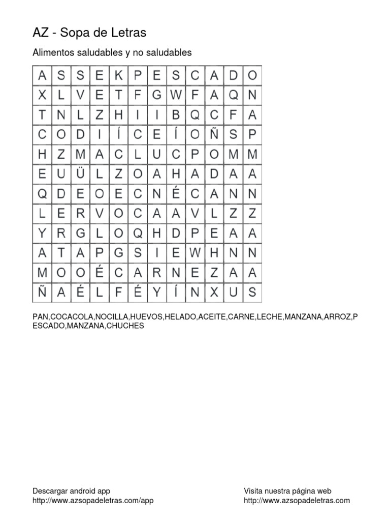 Sopa Letras Alimentos | PDF