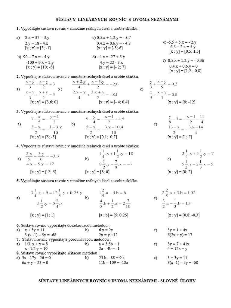 Sústava Lineárnych Rovníc | PDF