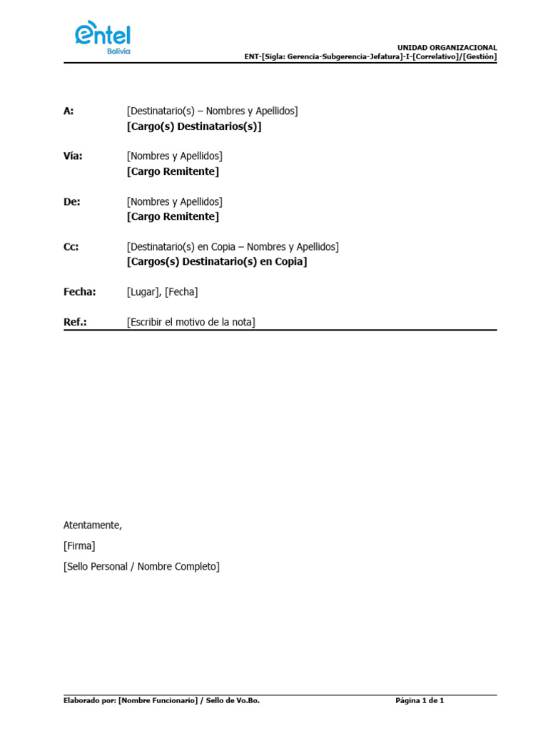 Modelo de Nota Interna Empresarial | PDF