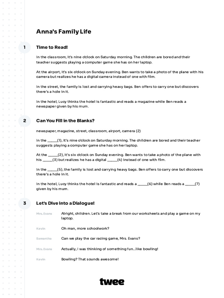 Lesson Plan For The A1 Level Topic/Vocabulary Family 2 | PDF