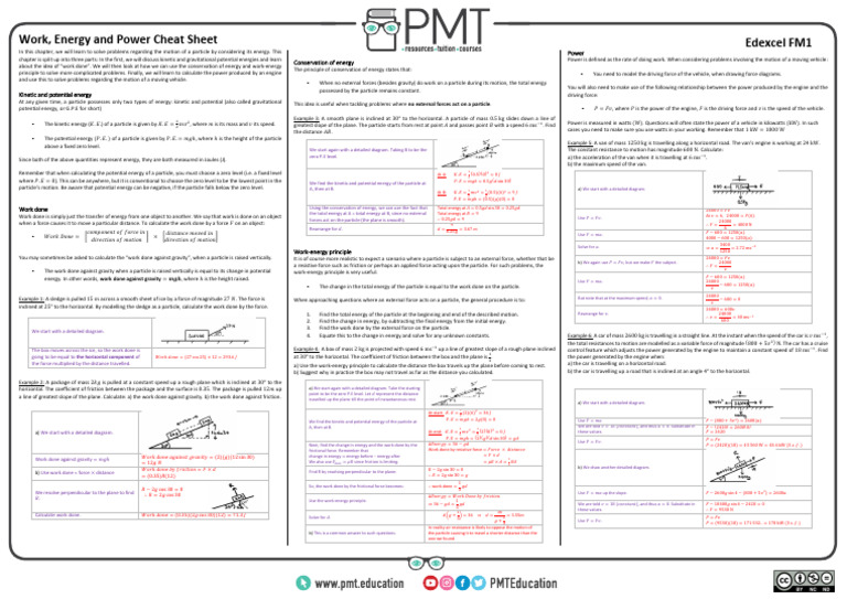 Further Maths- Work, Energy and Power | PDF | Force | Potential Energy