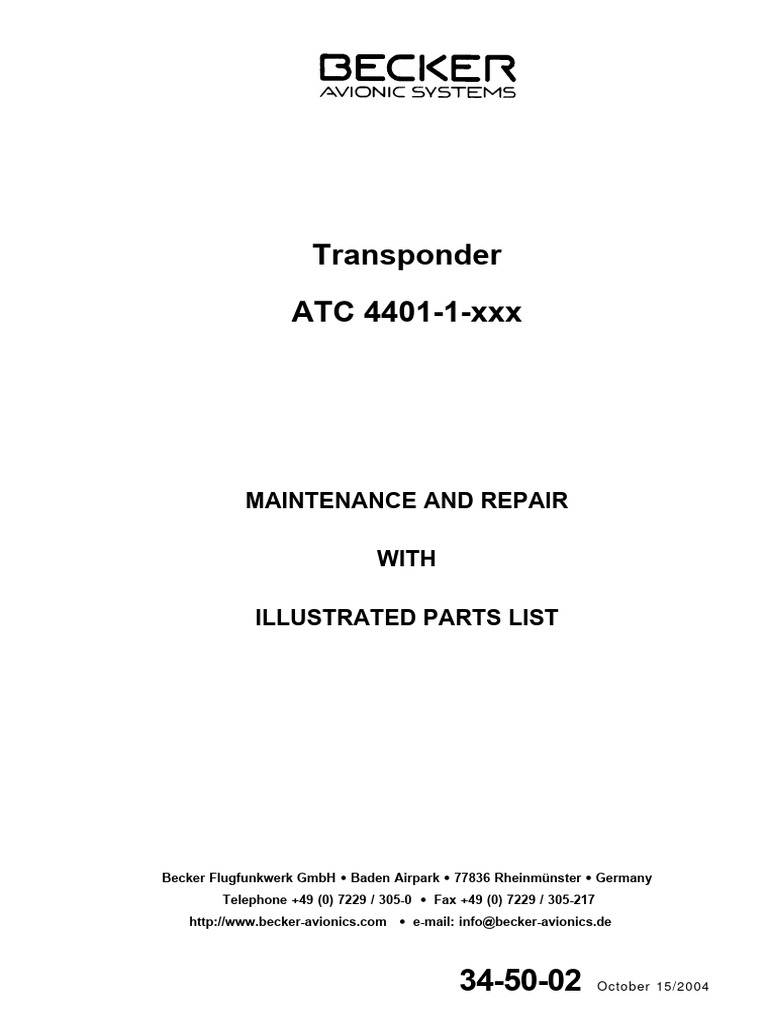 Becker ATC 4401 Transponder Manual | PDF